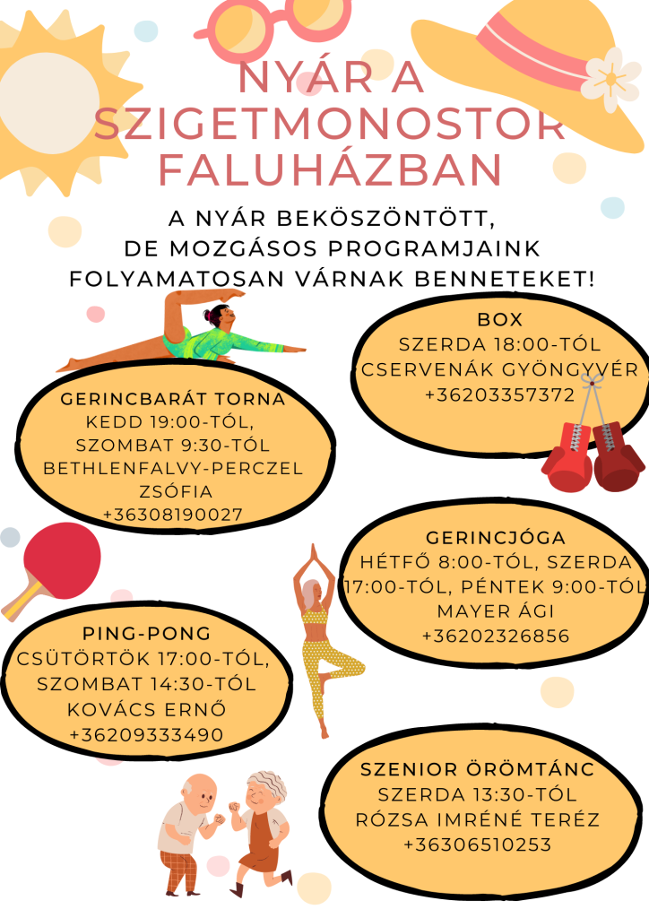 Mozgás, sport a Faluházban nyáron is - Szigetmonostor